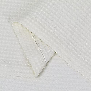 GlowSol Bathroom Curtains Waterproof Waffle Weave Fabric Kitchen Tier Curtains with Rod Pocket Small Cafe Curtains for Half Window, Cream, 30W×30L, Set of 2