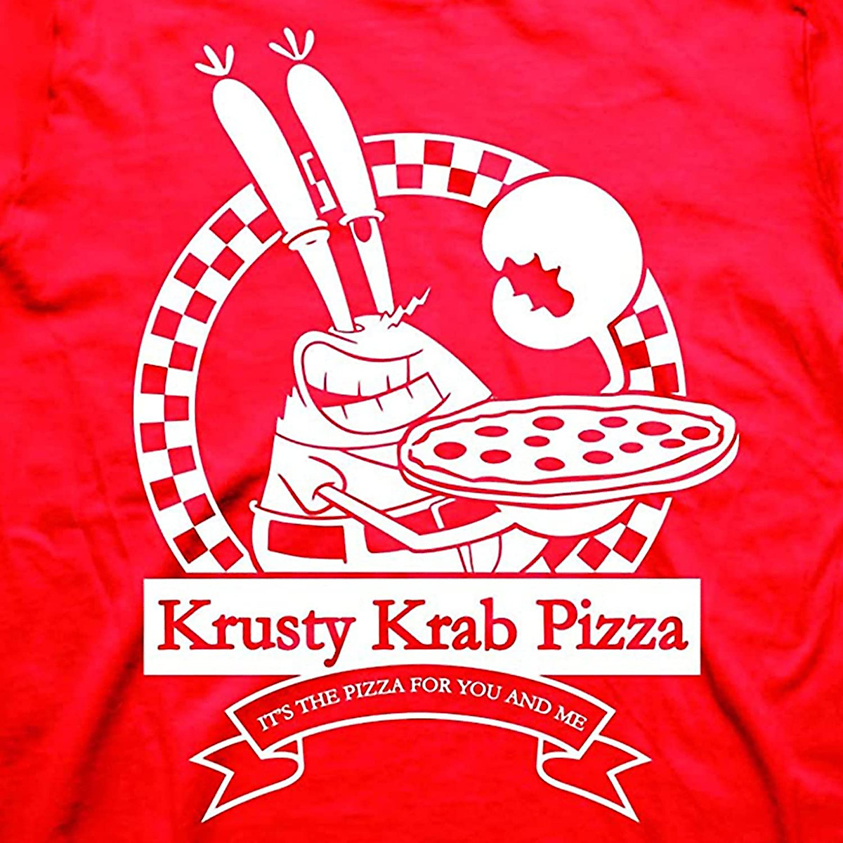 Mens Spongebob Squarepants Classic Shirt - Spongebob Krusty Krab T-Shirt (Red, Medium)