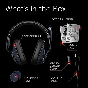 EPOS H6Pro - Closed Acoustic Gaming Headset with Mic - Over-Ear Headset – Lightweight - Lift-to-Mute - Xbox Headset - PS4 Headset - PS5 Headset - PC/Windows Headset - Gaming Accessories (Black)