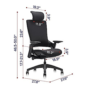CLATINA Ergonomic High Swivel Executive Chair with Adjustable Height Head 3D Arm Rest Lumbar Support and Upholstered Back for Home Office Black