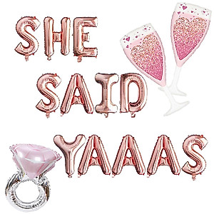 Siticoto She Said YAAAS Balloons, 16 inch She Said YAAAS Bachelorette Party Decor for Bachelorette Party Bridal Shower Engagement Party Engagement Themed Wedding Party Supplies Decorations Rose Gold