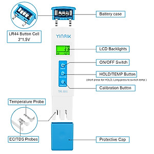 YINMIK Digital pH Meter TDS Meter pH Calibration Powder Combo