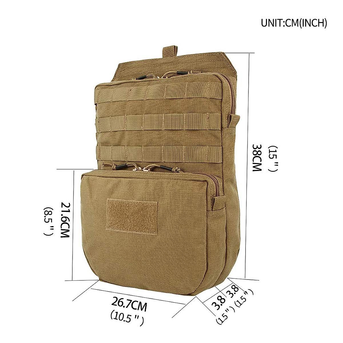 EXCELLENT ELITE SPANKER Tactical MOLLE Hydration Pack for 3L Hydration Water Bladder Molle Vest Accessory(Coyote Brown)