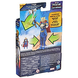 Marvel Studios' Thor: Love and Thunder Thor Toy, 6-Inch-Scale Deluxe Action Figure with Action Feature, Toys for Kids Ages 4 and Up