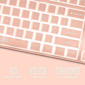 Gaming Keyboard and Mouse Pink Keyboard with White Backlit,CHONCHOW USB Wired 87key Gaming Keyboard Mini and Mouse 3600DPI,19 Keys No-Conflict, Illuminated Keys Compatible with PC/Ps4，Ps5/Xbox/Mac