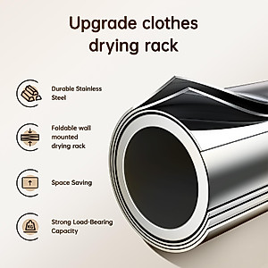 MrToNo Wall Mounted Clothes Drying Racks for Laundry, Collapsible Wall Mounted Clothing Drying Racks,Foldable Drying Rack Clothing, One-Piece Molding (No Assembly Required)