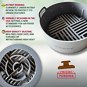 Reusable Silicone Air Fryer Basket – Sturdy Air Fryer Accessory, BPA-Free Silicone Basket Liner (Grey, 7.5")