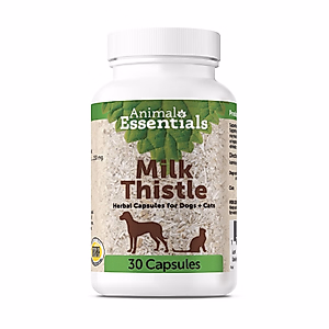 Animal Essentials Milk Thistle Liver Support for Dogs and Cats, 30 Capsules - Made in USA Liver Supplement