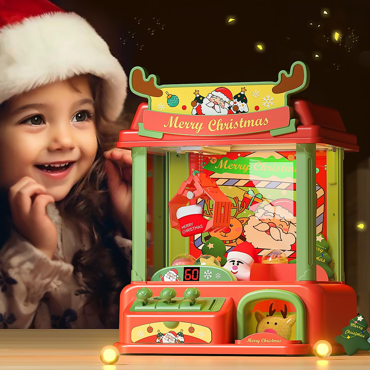 DOLIVE Claw Machine for Kids, Electronic Arcade Game Machine with Music, Green Mini Vending Machine, for Girls Age 4 5 6 7 8 9 10+