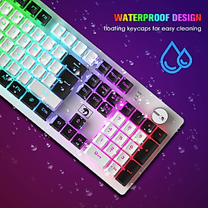 FELICON Rechargeable 2.4G Wireless Keyboard and Mouse Combo Suspended Keycap Mechanical Feel Backlit Gaming Keyboard & Mouse Adjustable Breathing Lamp for Laptop Computer and Mac