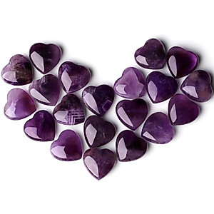 10 PCS Natural Heart Shaped Crystals Thicken Amethyst Polished Love Hearts Healing Crystal Cute Stones Palm Real Gemstone Set Wholesale Reiki Energy Balancing Meditation Bulk Gift for Mothers Day