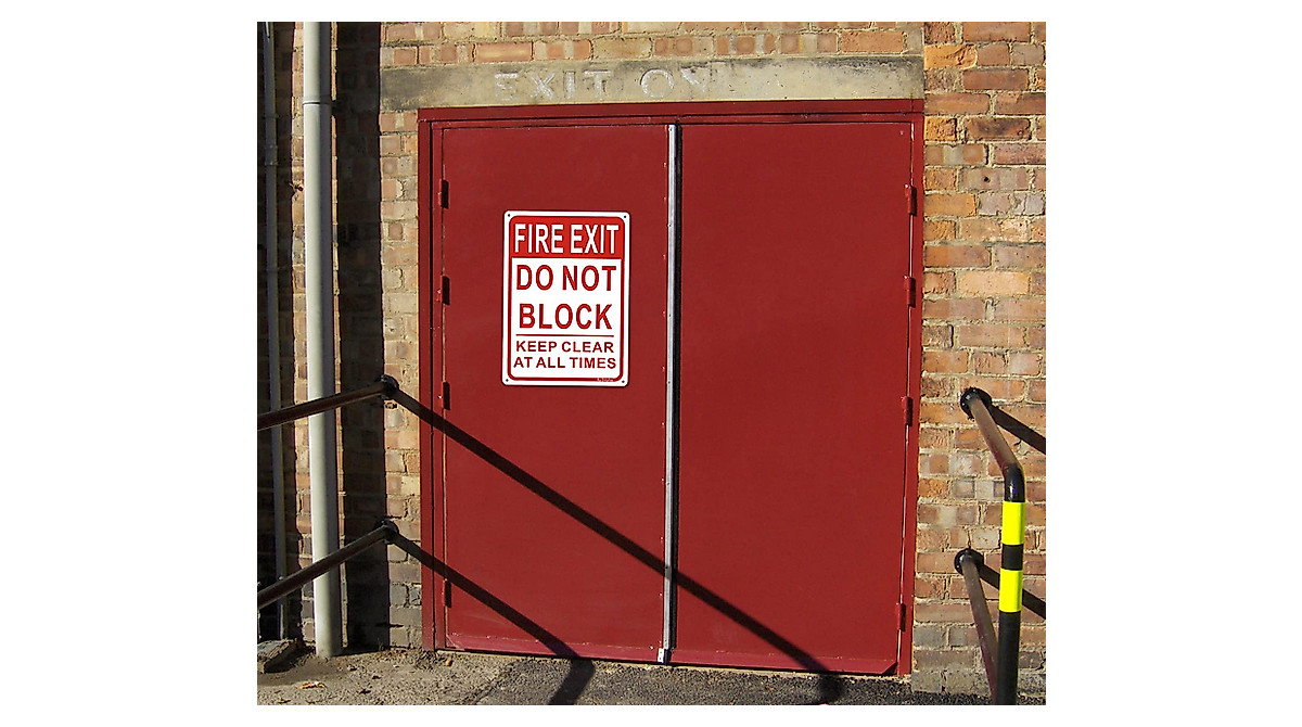 Fire Exit Sign Do Not Block Doors - Rugged Aluminum 2 Pack