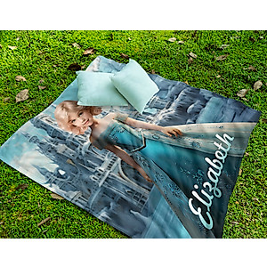 Custom Blanket for Kids, Queen Elza Personalized Photo Blankets, Gifts for 8 Year Old Girl, 30 x 40 Blanket with Name and Face, Coolest Gift Ideas for Girls Daughter Niece Granddaughter Sister KC46