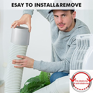 HOXHA Portable Air Conditioner Hose with Coupler 5.1 Inch Anti-Clockwise Thread AC Exhaust Vent Duct Hose Universal AC Tube Hose Kit Parts Accessories, 59" Length, Hose/Coupler