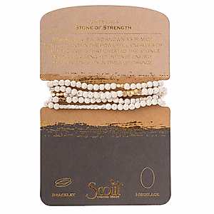 Scout Curated Wears - Women's Stone Wrap Bracelet & Necklace - White Lava - Stone of Strength