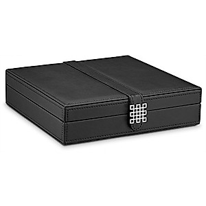 Glenor Co Earring Organizer - Classic 25 Section Jewelry Box/Case/Holder for Earrings, Rings, Necklaces, Jewelry, Cufflinks or Collections. 25 Small Compartments with Elegant Large Mirror - Black