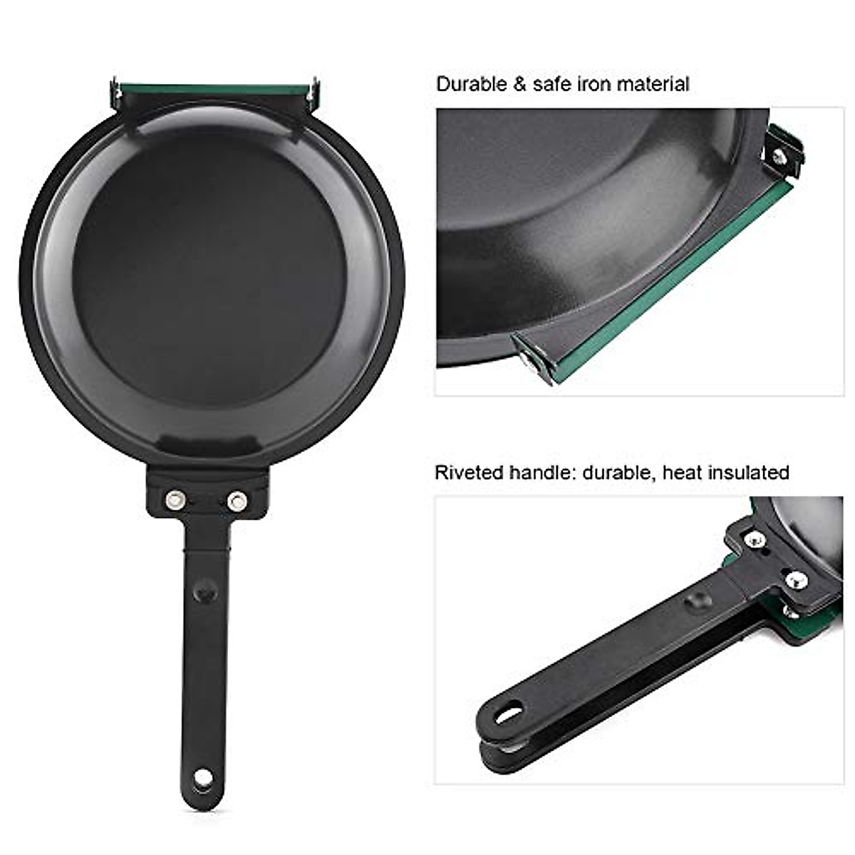 Double Side Non-stick Flip Frying Pan Fried Egg Pancake Maker Cooking &Handle S5
