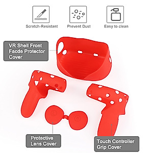 Silicone Cover, Touch Controller Grip Cover & Lens Protector Set for Oculus Quest 2, 3 in 1 VR Accessories, Upgrade Solide Protecion for Your Ouest 2, Soft Comfortable Sweatproof