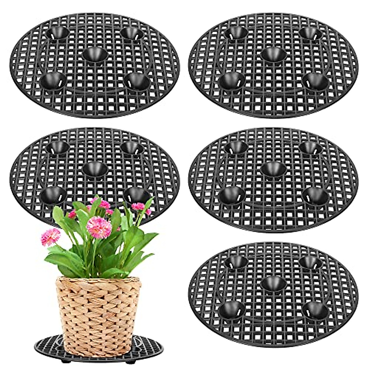 6 Pcs Big Potted Plant Stands - 12 Inch Patio & Deck Floor Protector,Plant Level Pot Elevator for Indoor Outdoor Garden Flower