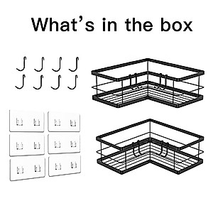 Sinminou Corner Shower Caddy 2 Pack, 304 Stainless Steel Shower Shelf with Adhesive, Wall Mounted Bathroom Shelf Basket, Shower Rack Hanging Storage Organizer