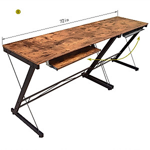 DRM 62'' Corner Computer Desk with Keyboard Tray L-Shaped Desk PC Laptop Desk Gaming Desk Workstation for Home Office, Space-Saving, Easy Assembly (Rustic Brown)