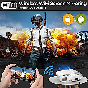 MOOKA Native 1080P Projector with WiFi and Bluetooth, 8500L FHD Movie Projector for Outdoor, Hi-Fi Speaker, Zoom, Sleep Timer, Bag, Support 300" Screen Mini Projector for Phone/TV Stick/Laptop/Xbox