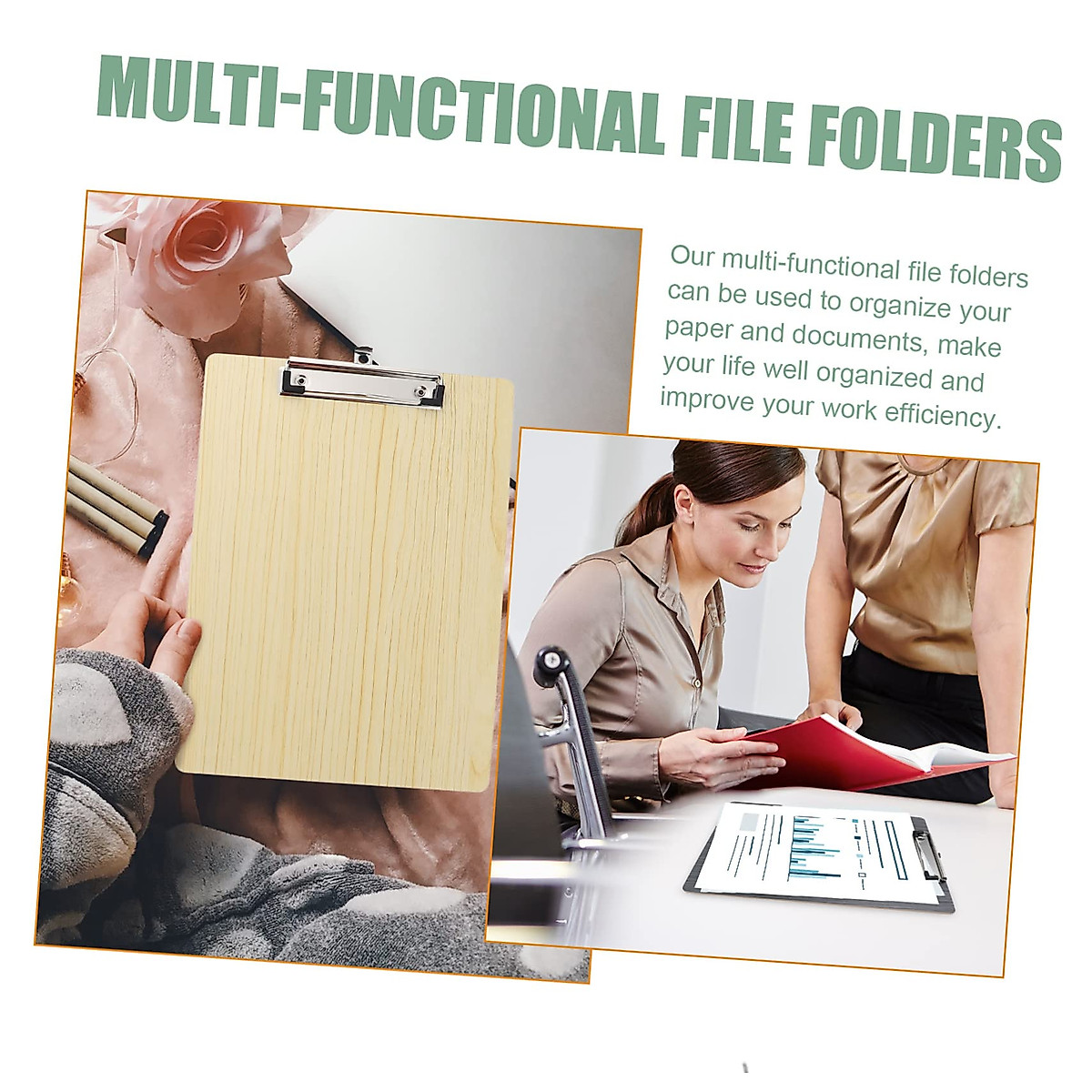 Ciieeo 2pcs Folder Board Pencil Document Clipboard Clipboards Exam Paper Clips Document Organizer Writing Base Plate Conference Writing Board Wood Grain Office Wooden Test Paper Holder