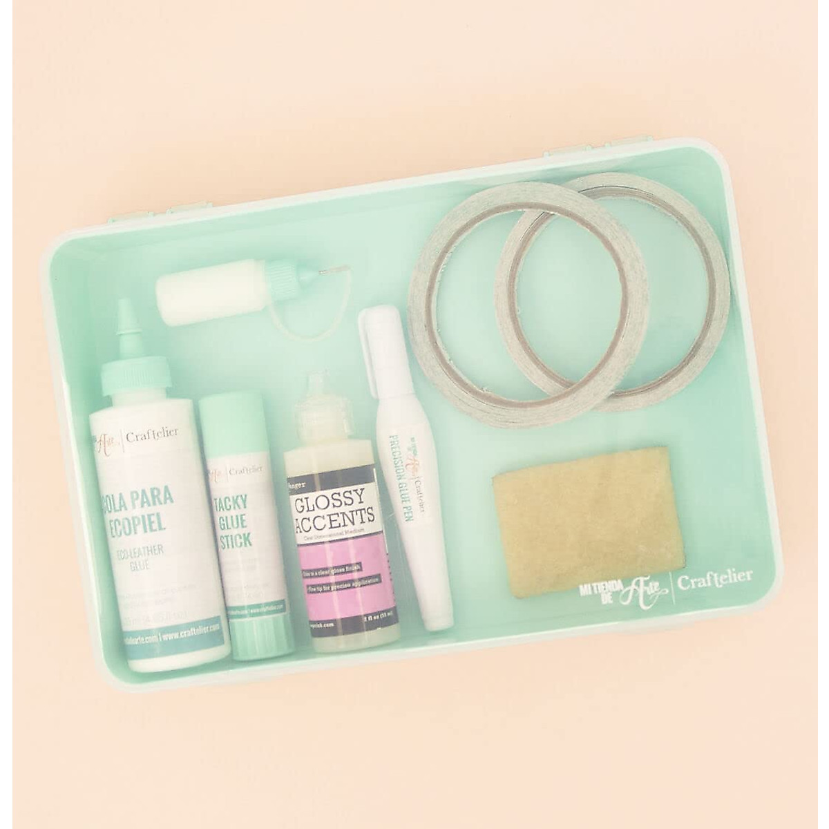 Craftelier - Organiser Box with 1 Compartment for Cardmaking, Scrapbooking and Craft Materials | Dimensions Approx. 26.5 x 17.8 x 4.2 cm (10.4" x 7" x 1.65") - Transparent and Turquoise Colour