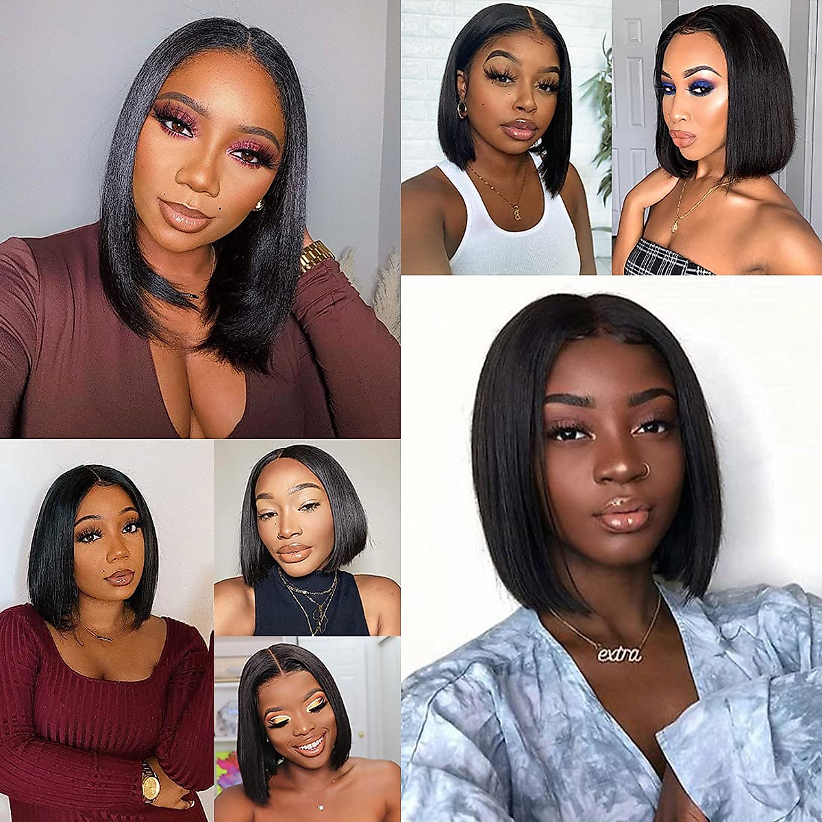 Foreverlove 12 Inch Bob Wig Human Hair Ready to Wear Glueless 4x4 Lace Closure Wigs Human Hair Pre Cut 180% Density Unprocessed Brazilian Virgin Human Hair