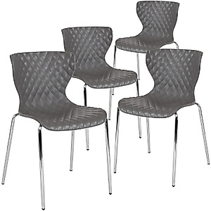 Flash Furniture 4 Pack Lowell Contemporary Design Gray Plastic Stack Chair