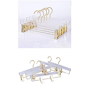 Acrylic Pants Hangers for Clothes with Gold Hook Suit Hangers Non Slip Velvet with Clips Heavy Duty Gold Hanger 5 Pack and 10 Pack