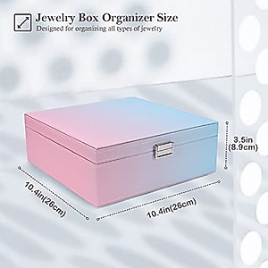 ProCase Jewelry Box for Women, 2 Layers Large Leather Jewelry Organizer Storage Case with Removable Pad for Earrings -Gradient