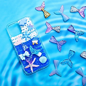 36 Pieces Acrylic Mermaid Tails Cupcake Toppers Mini Wrappers Mermaid Tail Figurines Cake Decorations for Mermaid Party Birthday Party, Baby Shower, Party Supplies Favors