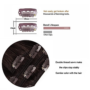 14" Clip in Hair Extensions Remy Human Hair for Women - Silky Straight Human Hair Clip in Extensions 50grams 4pieces Dark Brown #2 Color