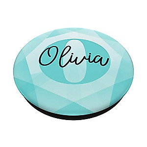 Olivia Name Aqua Teal Diamond Collapsible Phone Grip