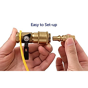 Flame King 1/4" RV Propane Quick Connect Adapter for Propane Hose, Propane or Natural Gas 1/4" Quick Connect or Disconnect Kit - Shutoff Valve & Full Flow Plug - 100% Solid Brass