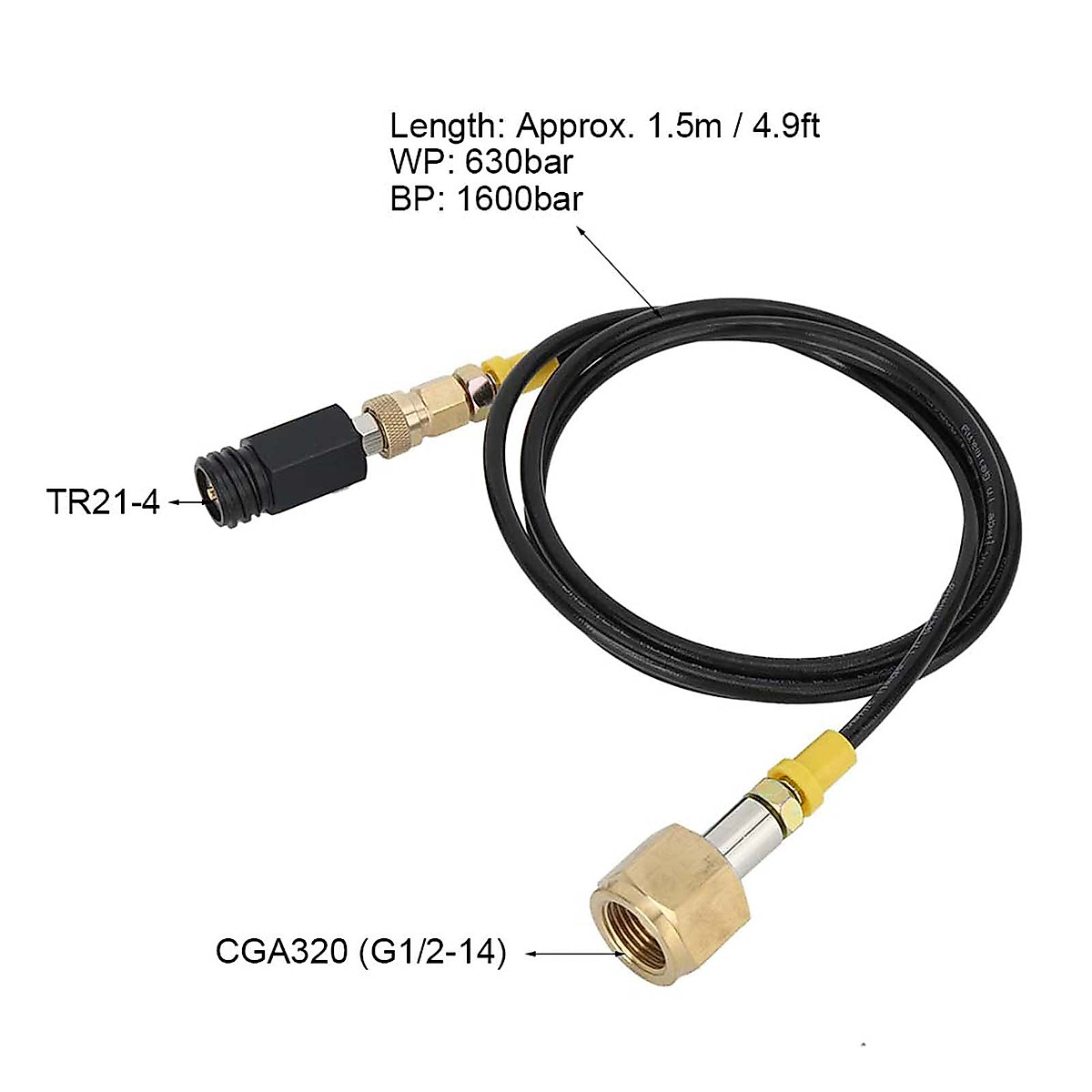 CO2 Cylinder Refill Adapter Hose, 4 9ft CO2 case CO2 Cylinder Direct Adapter, CO2 case Filling Station Charging Adapter For Soda Maker Filling for Bottle