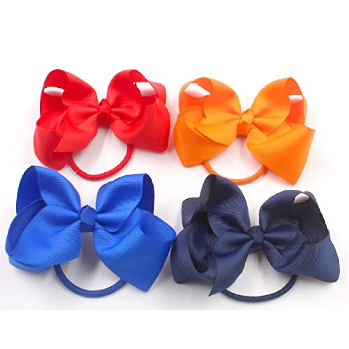 40Pcs 4.5 Inches Boutique Pops Hair Bows Elastic Hair Ties Grosgrain Ribbon Big Cheer Bow Ponytail Holder Rubber Hair Bands for Girls Toddlers Kids Teens In Pairs