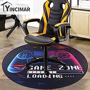 Yincimar Gaming Chair Mat for Hardwood Floor,Anti-Slip Floor Protector Game Controller Rubber Gaming Computer Chair Mat for Gaming Room Home Office Decor (Round 47 inches,Black)