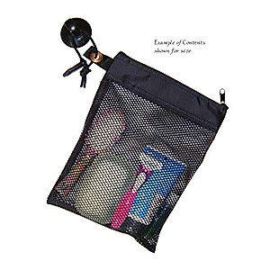 Mesh Caddy, Quick Dry Shower Tote Bag Hanging Toiletry and Bath Organizer with Suction Cup Clip Cord, Black, Rugged - Better Made in USA