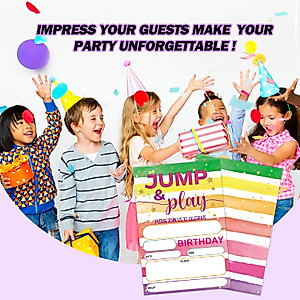 Jump Trampoline Party Birthday Invitations, Bounce House Party Invitations for Boys Girls Kids, Jumping Party Invitations, Jump Party Invites (20 Sets 4" x 6" Cards with Envelopes) - JY564