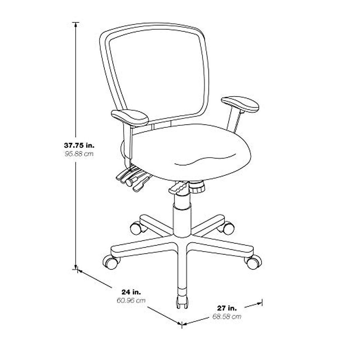 Office Star ProGrid Breathable Mesh Manager's Office Chair with Adjustable Seat Height, Multi-Function Tilt Control and Seat Slider, Mid Back, Icon Black Fabric