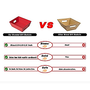 Basket For Gifts Empty, 5 Pack Sturdy Empty Gift Basket Kit With Handles, Red Cardboard Empty Gift Baskets To Fill Bulk For Holiday, Birthday, Christmas, Valentines Day And Any Occasion