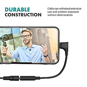 Movo IMA-3 Female 3.5mm TRRS Microphone Audio Adapter Cable to Right-Angle Lightning Connector Dongle - Headphone Jack Adapter Compatible with Apple iPhone and iPad - Great Lightning Adapter for Mics