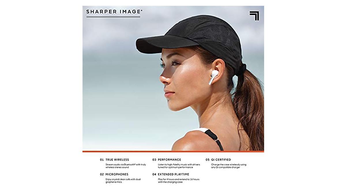 Sharper Image Soundhaven Wireless Earbuds with Qi Charging & 16H Playtime