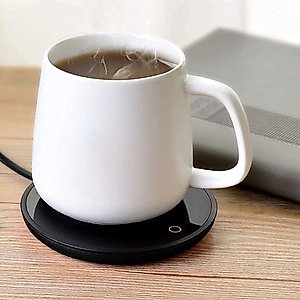 Coffee Warmer for Desk,4.6Inch Electric Cup Warmer Pad for Coffee Tea Milk Water, Touch Heating Thin Minimalist Cup Mat Warm Pad for Office Home Desk Use (Black)