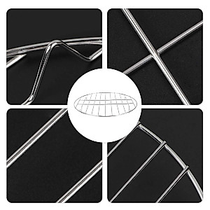 Cabilock Barbecue Wire Rack Stainless Steel Cooling Rack Round Bake Mesh Grid Grate Pizza Baking Rack for Outdoor Camping Hiking Silver 28cm (Without Black Baking Tray)