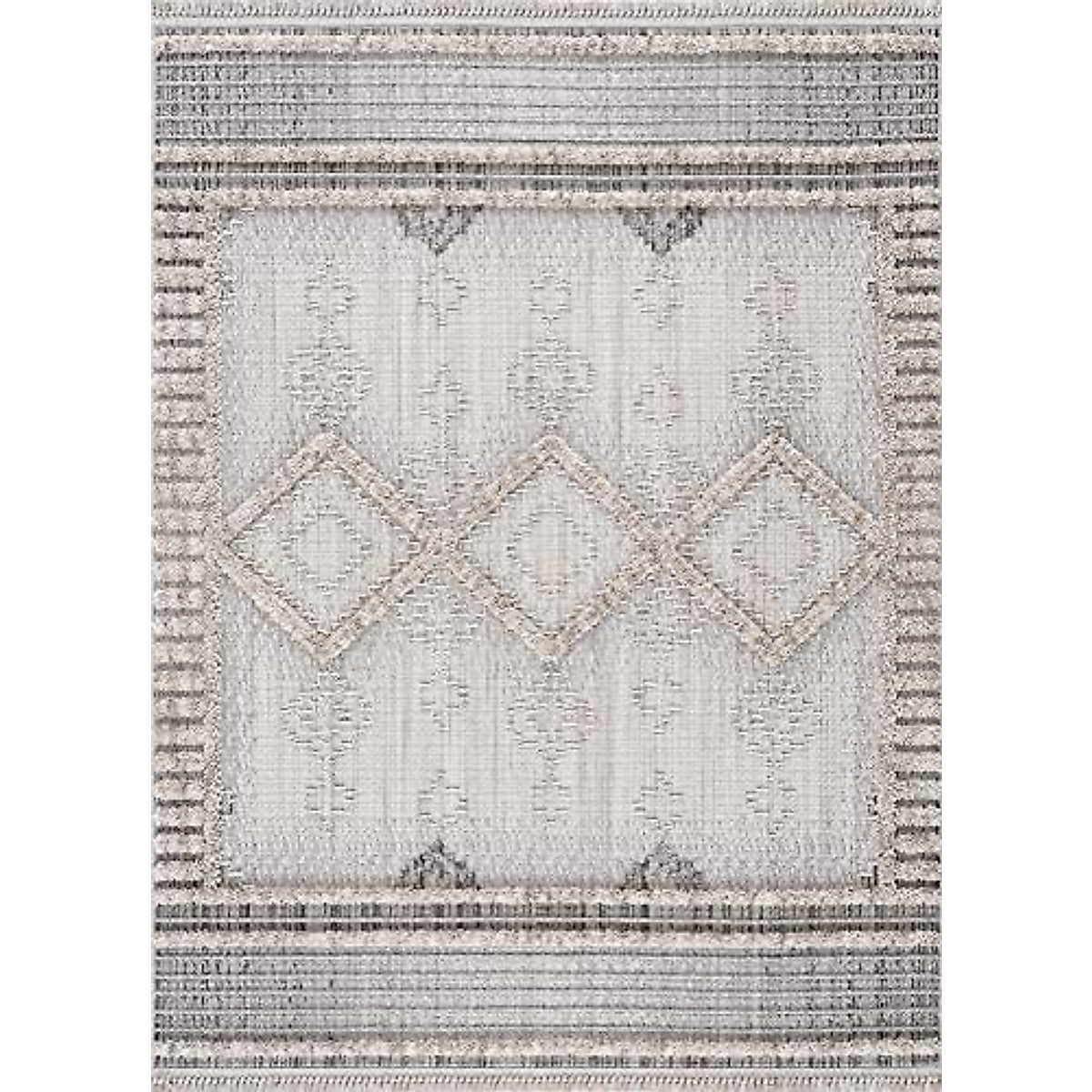 Amaga Moroccan Farmhouse Living Room Bedroom Area Rug - Soft Shaggy High Low Carpet - High Pile - Bohemian - Brown, Beige, Cream - 5'3" x 7'
