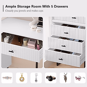 Anbuy Makeup Vanity Desk Set with Drawers, Large Modern Makeup Dressing Table Bedroom Vanity Sets Storage Dresser Furniture Set