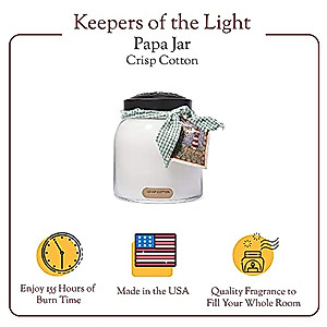 A Cheerful Giver - Crisp Cotton Papa Scented Glass Jar Candle (34oz) with Lid & True to Life Fragrance Made in USA